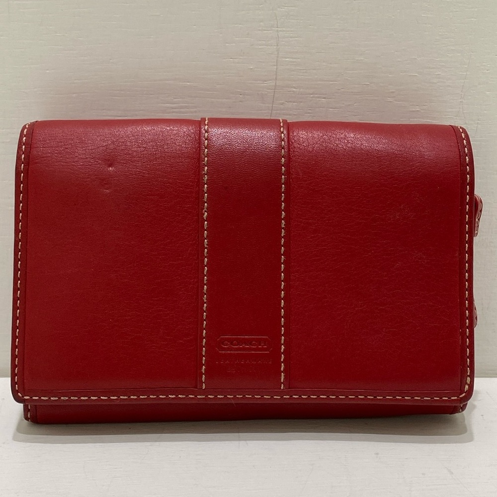 Coach Red Leather Bifold Wallet - Gem